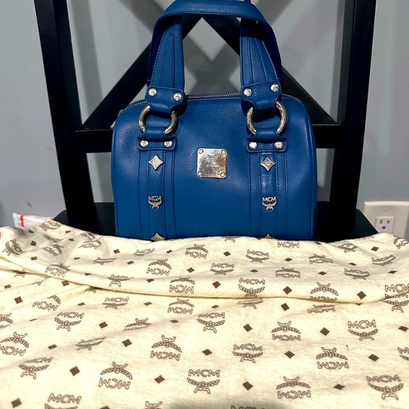 MCM | Bags | Mcm Blue Leather Speedy With Silver Hardware | Poshmark